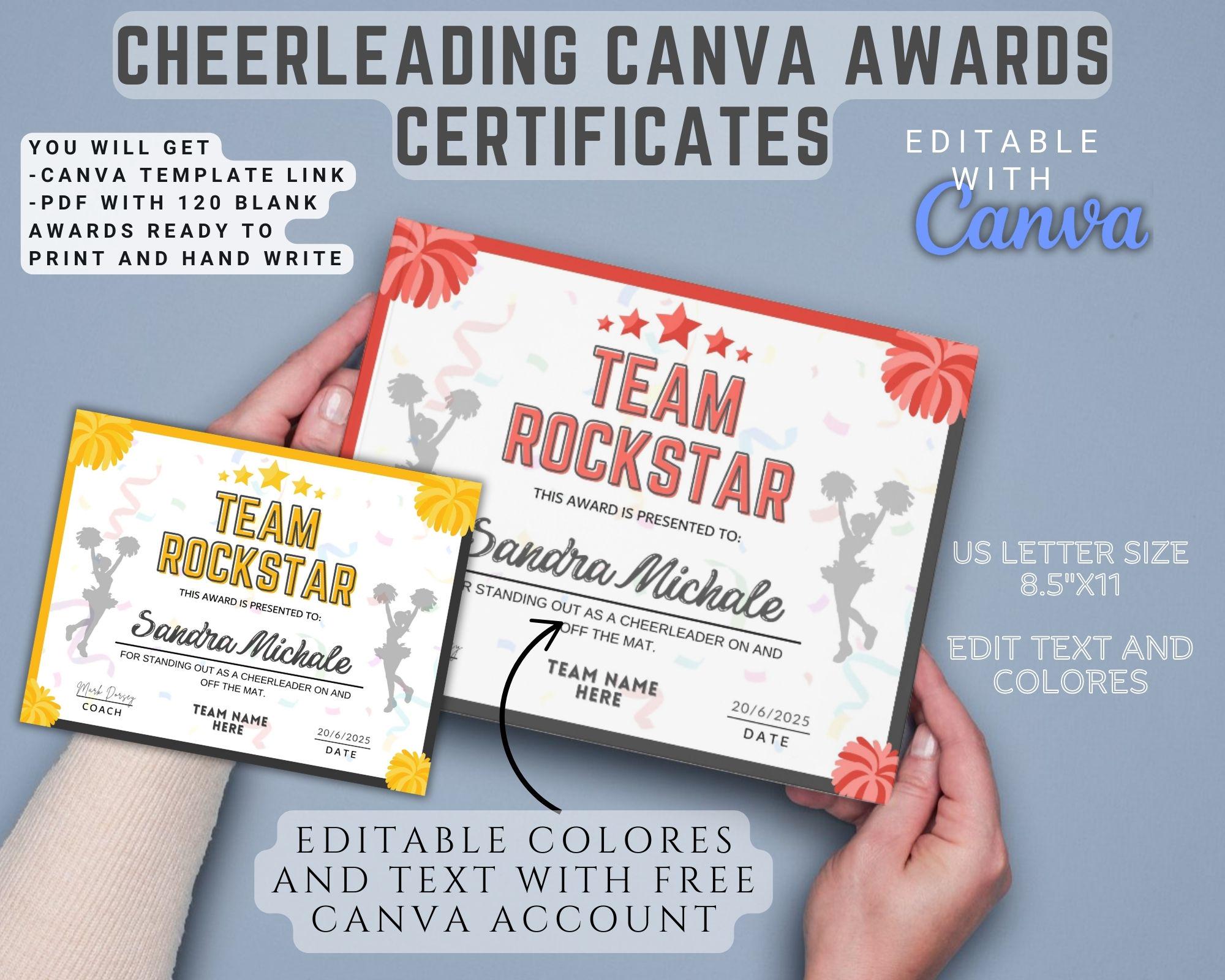 120 Cheerleading Awards,editable Cheerleading Awards Certificates ...