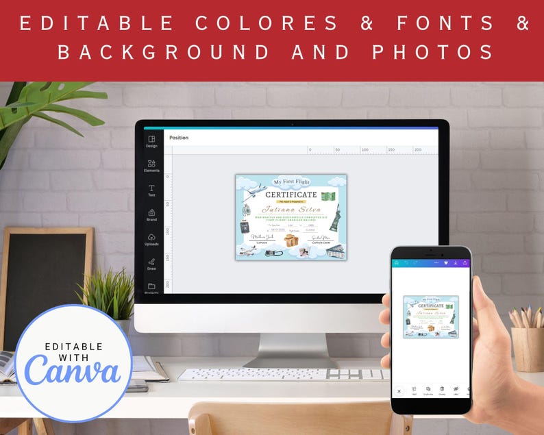 Canva First Flight Certificate for Kids, Toddler's Award, Canva ...