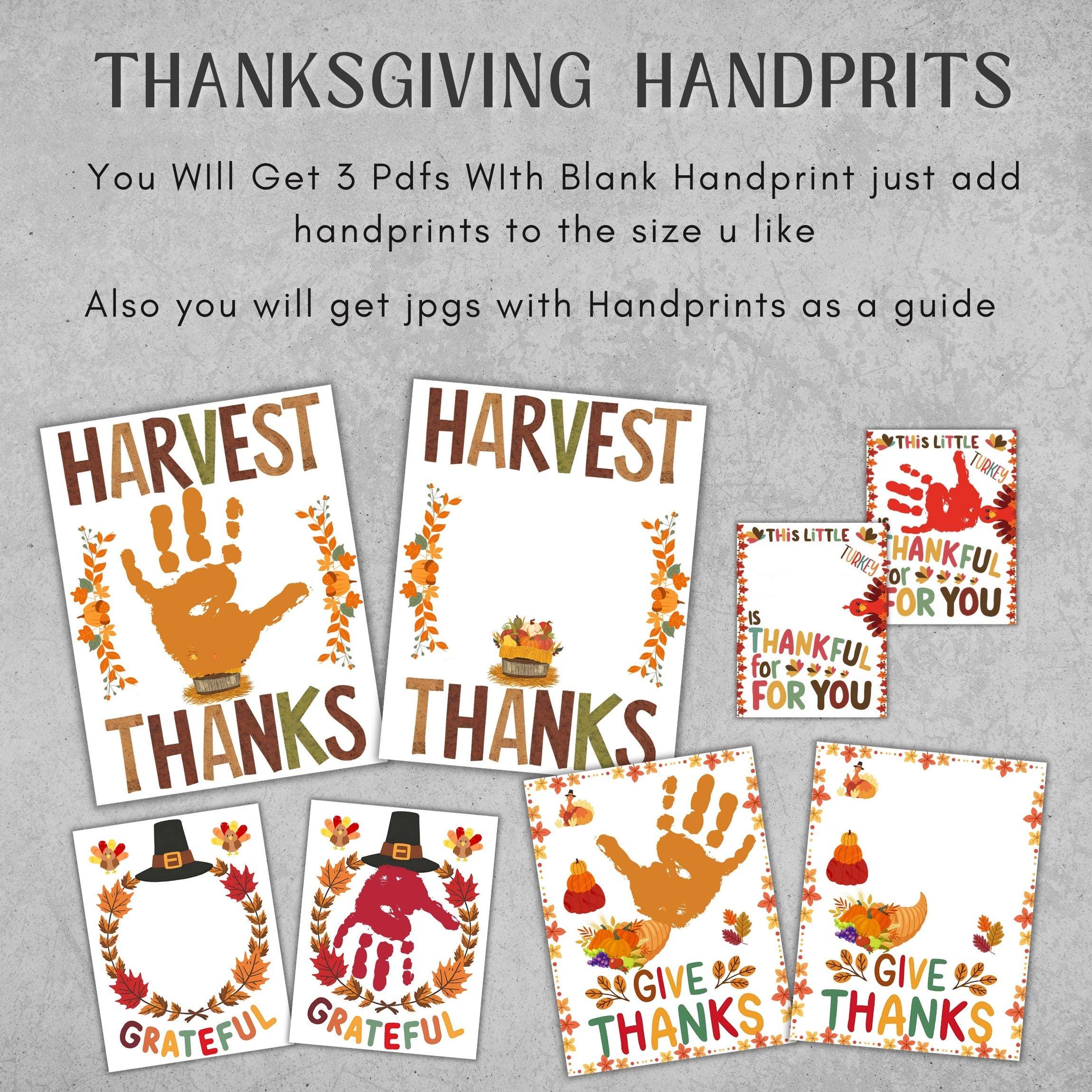 12 Thanksgiving Handprint Templates, Thanksgiving Gift, DIY Printable ...