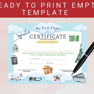 Canva First Flight Certificate for Kids, Toddler's Award, Canva ...