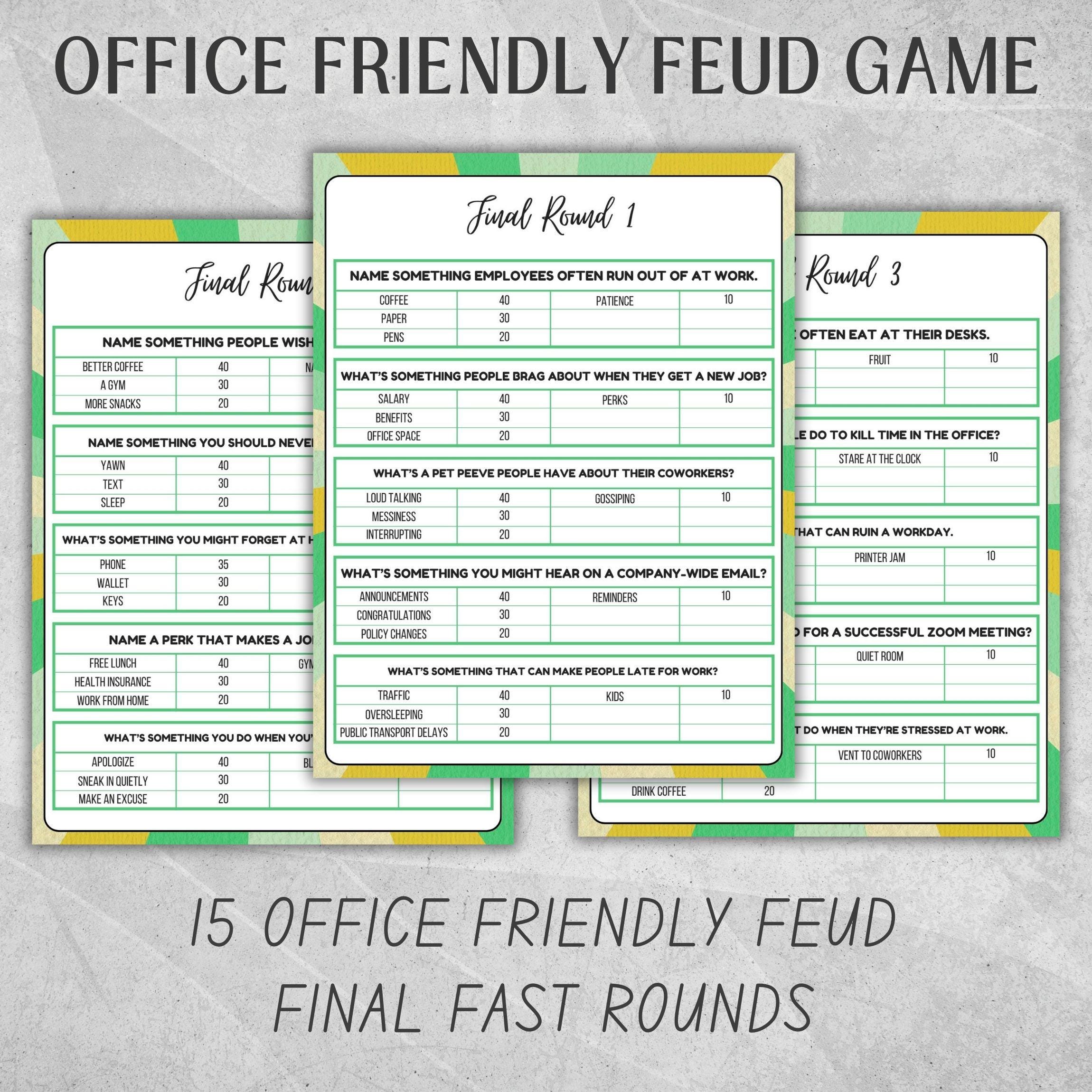 Work Party Family Feud, Ice Breaker Office Party Games, Office Friendly ...