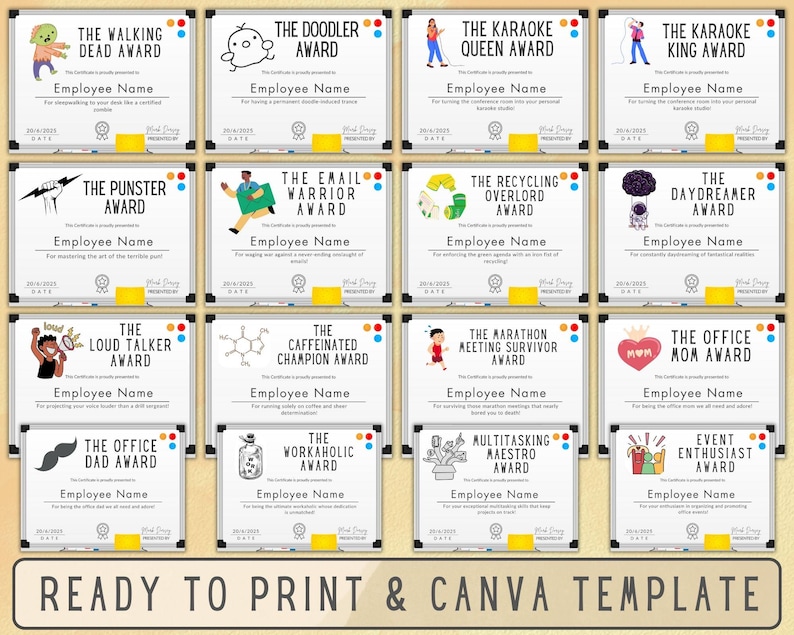 Funny Editable Employee Awards Certificates, Employee Appreciation ...