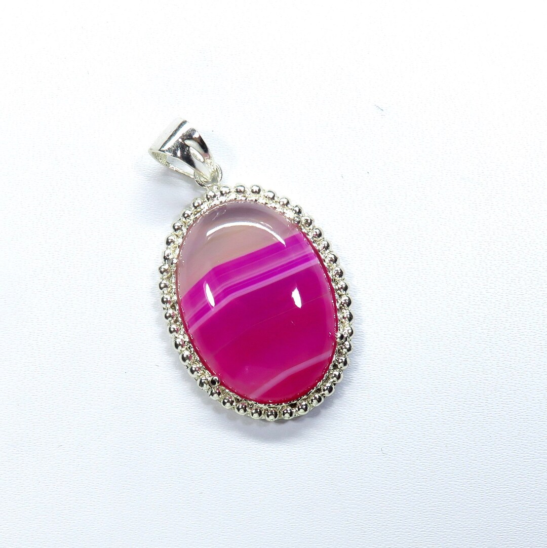 Rare Pink Banded Agate Pendant, Birthday Gift, Wedding Anniversary ...