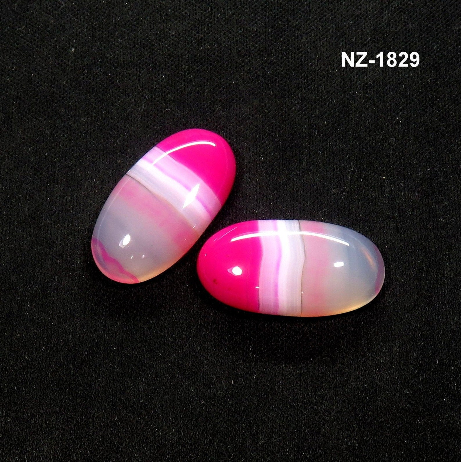 Pink Banded Agate Match Pair Cabochon Loose Gemstone Gorgeous - Etsy