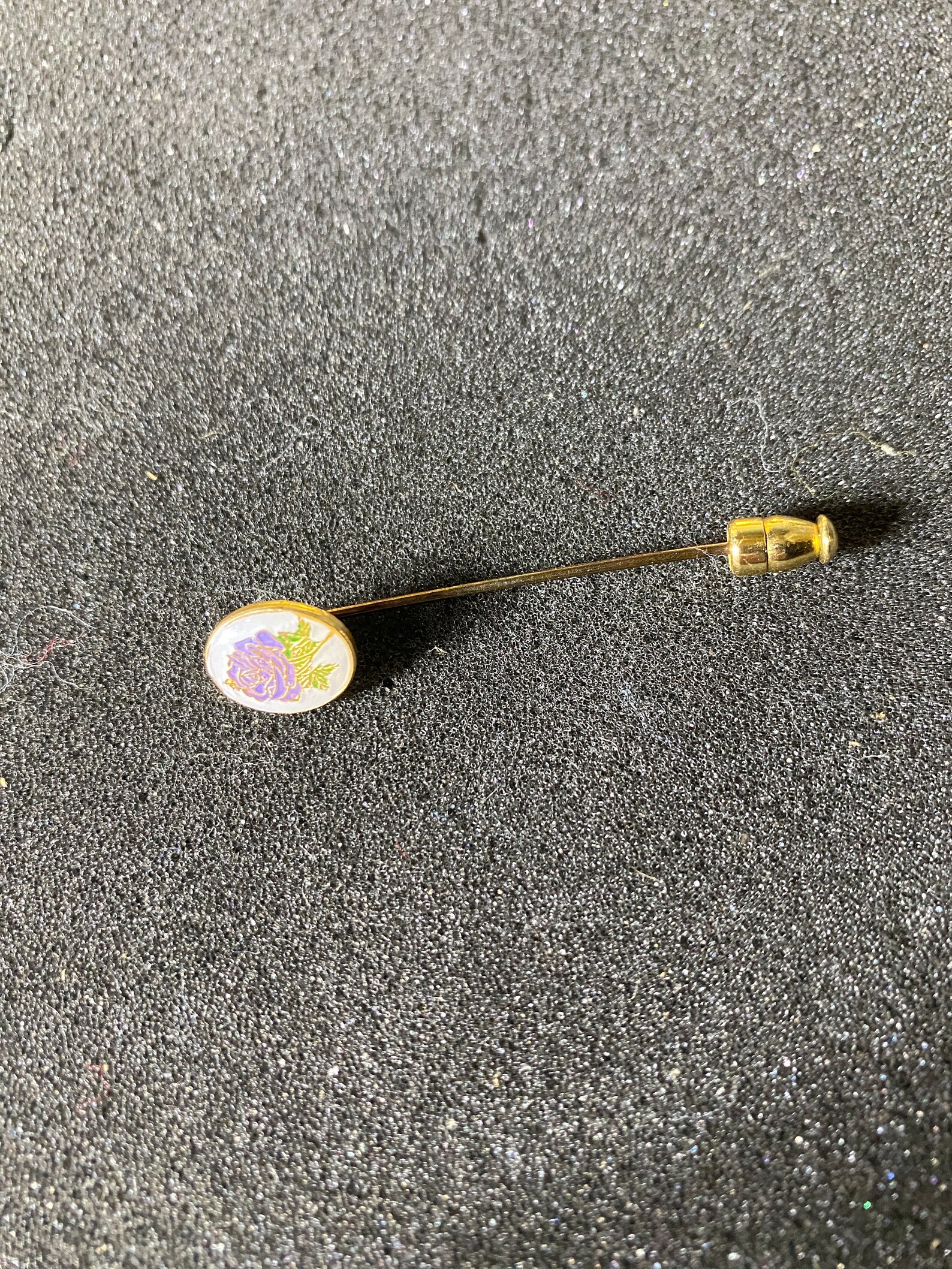 Stick Pinoval-shaped, Gold Tone Enameled Hat Pin Vintage 80's Classic ...