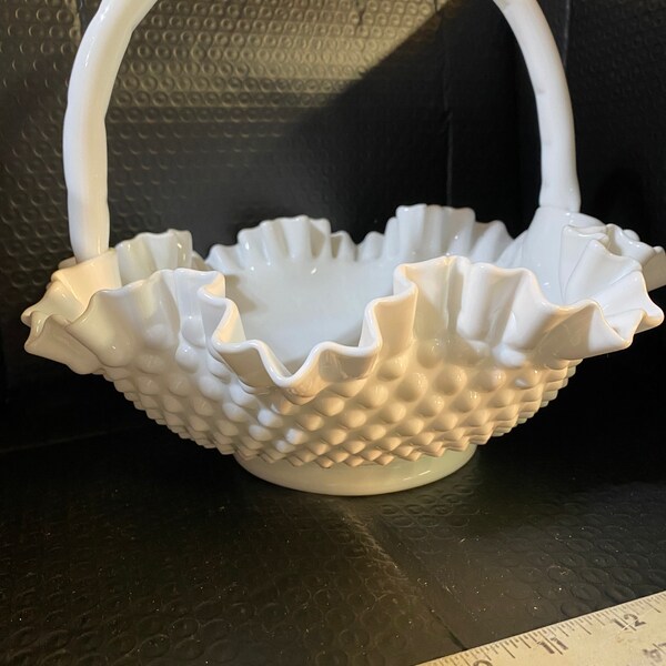 Milk Glass Basket - Etsy