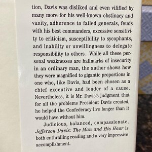 Book- Jefferson Davis: the Man and His Hour by Davis, William C ...