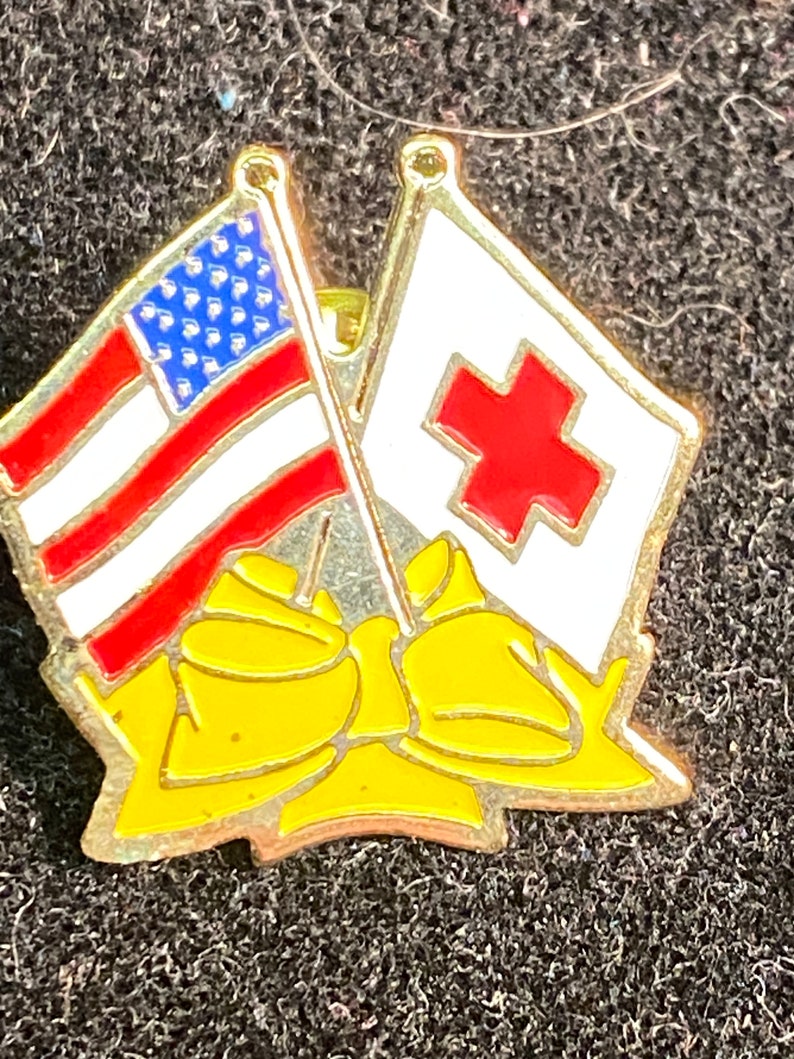American Flag & American Red Cross Insignia Pin - Etsy