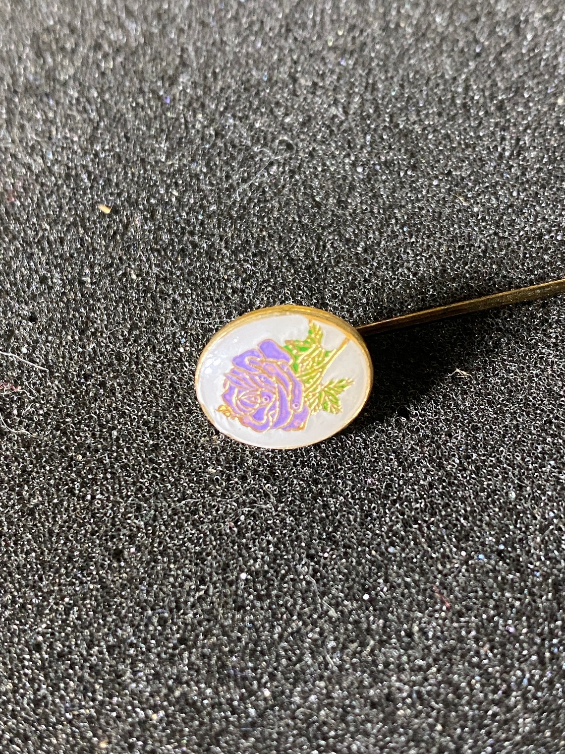 Stick Pinoval-shaped, Gold Tone Enameled Hat Pin Vintage 80's Classic ...