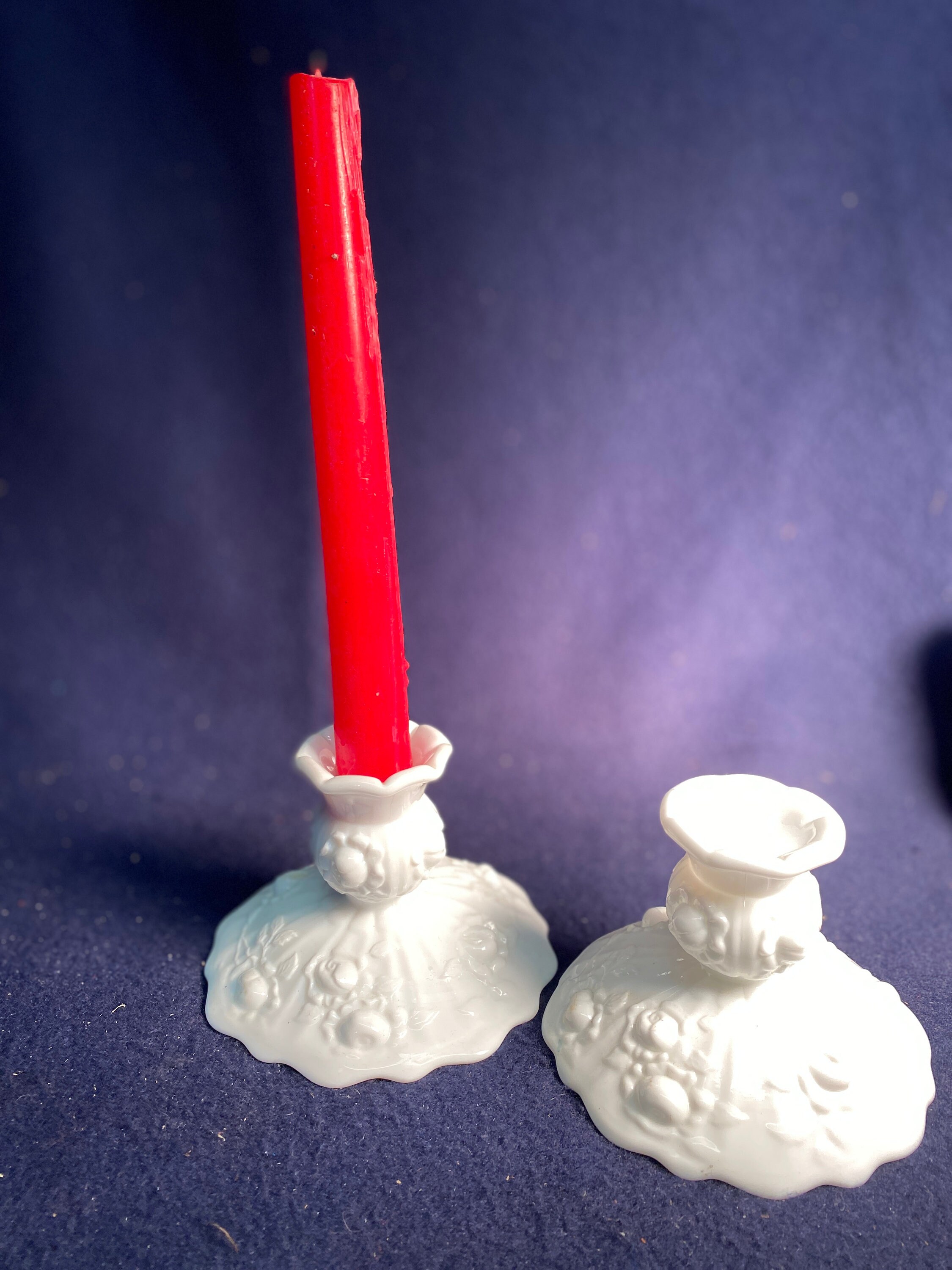 Milk Glass Candlesticks - Etsy