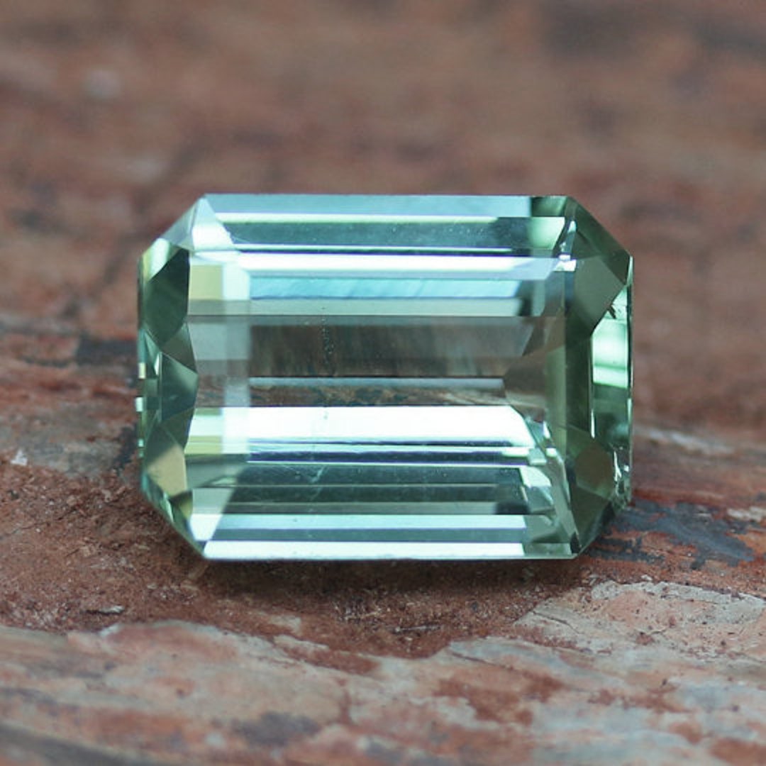 8.11ct Mint Green Tourmaline | Emerald Cut | Faceted | Green Gemstone ...