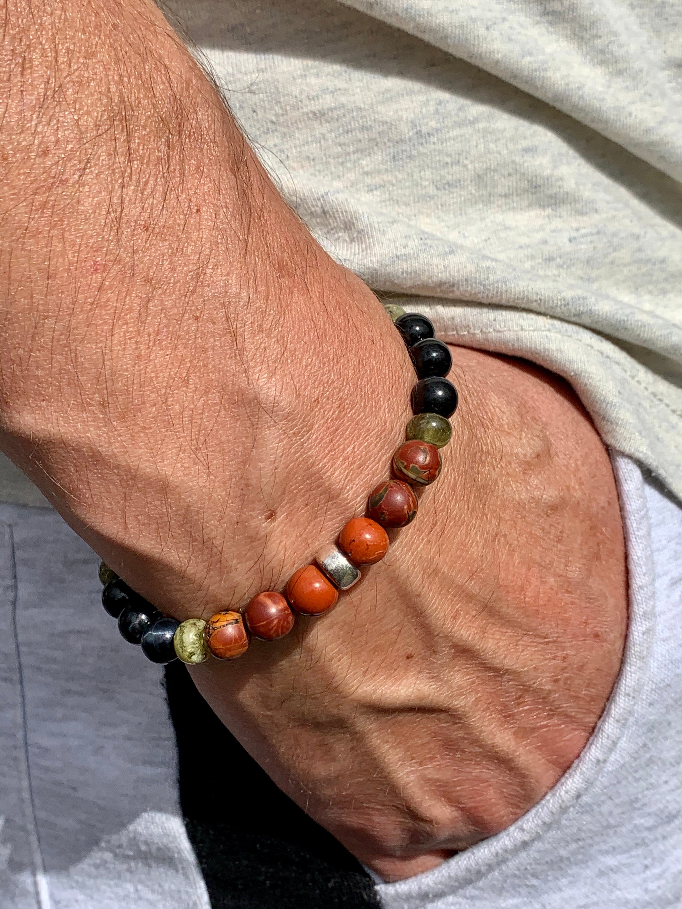Men's Protection Bracelet Natural Stones - Etsy Australia
