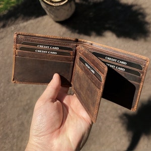 Mens Rustic Leather Fishing & Fish Wallet. Multiple Designs and ...