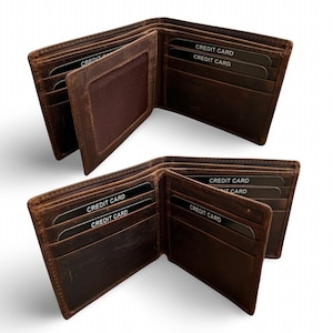 Mens Brown Leather Dog Hunting Wallet. RFID Blocking Genuine Leather ...