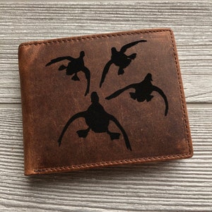 Mens Brown Leather Dog Hunting Wallet. RFID Blocking Genuine Leather ...