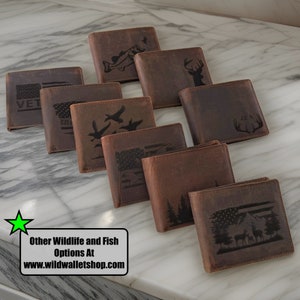 Mens Brown Leather Dog Hunting Wallet. RFID Blocking Genuine Leather ...