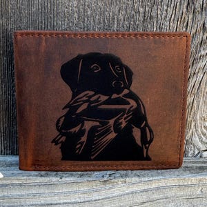 Mens Brown Leather Dog Hunting Wallet. RFID Blocking Genuine Leather ...