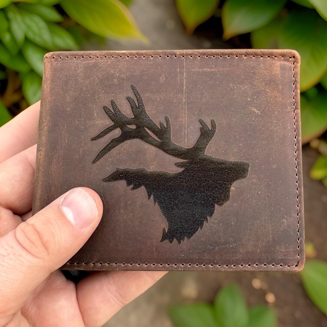 Elk Hunting Leather Wallet for Men. Personalized Hunting Gift for ...
