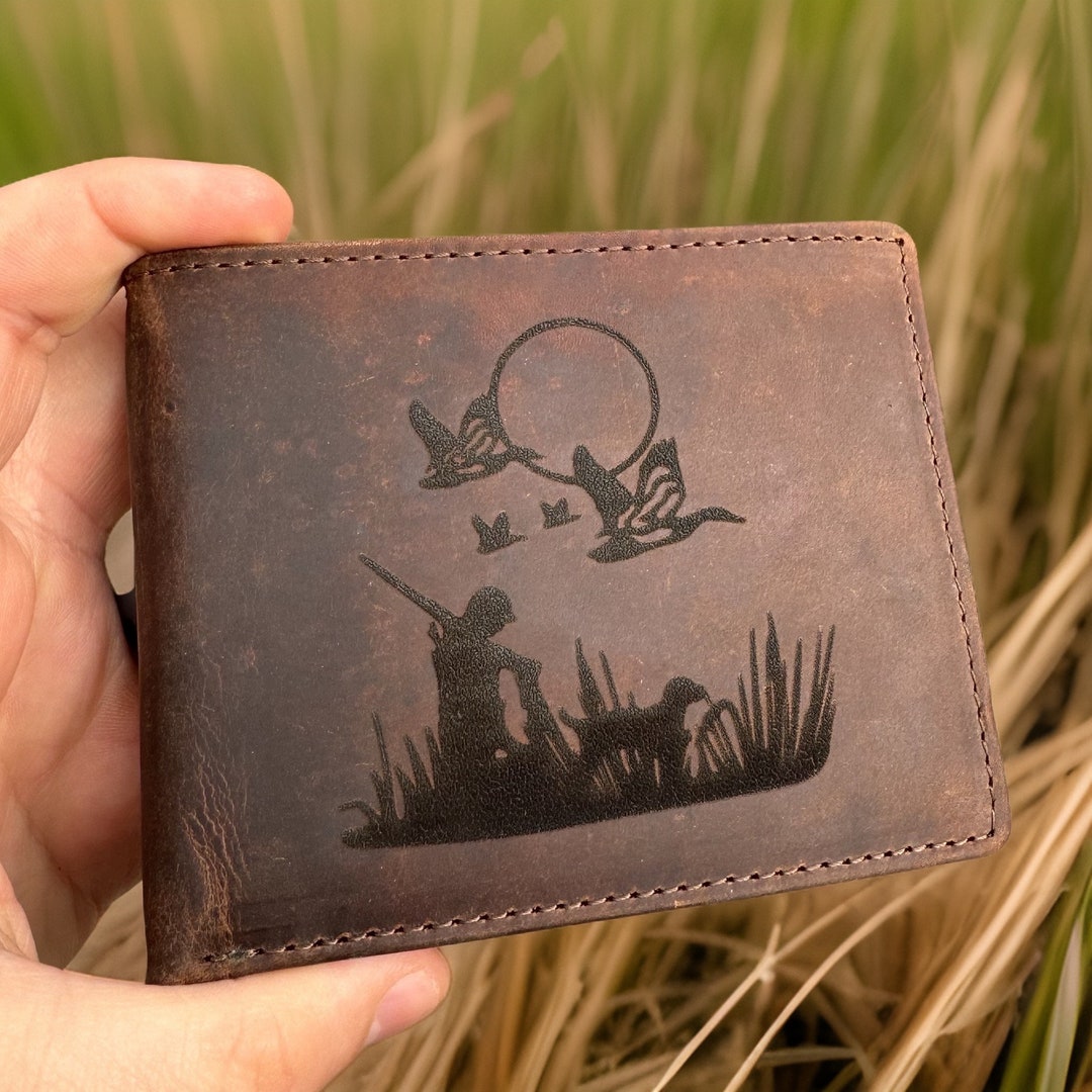 Duck Hunting Leather Wallet: Engraved Bi-fold, RFID Blocking - Etsy
