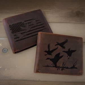 Mens Brown Leather Dog Hunting Wallet. RFID Blocking Genuine Leather ...