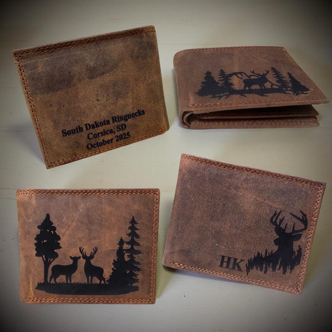 Custom Deer Hunting Wallet for Men – Genuine Leather Bi Fold RFID ...