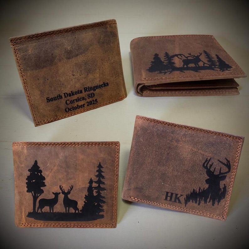 Custom Deer Hunting Wallet for Men – Genuine Leather Bi Fold RFID ...