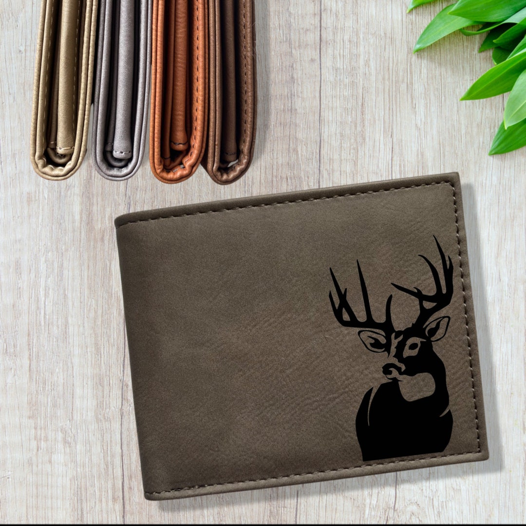 Mens Leatherette Wallet With Flip up ID and Deer Hunting Design ...
