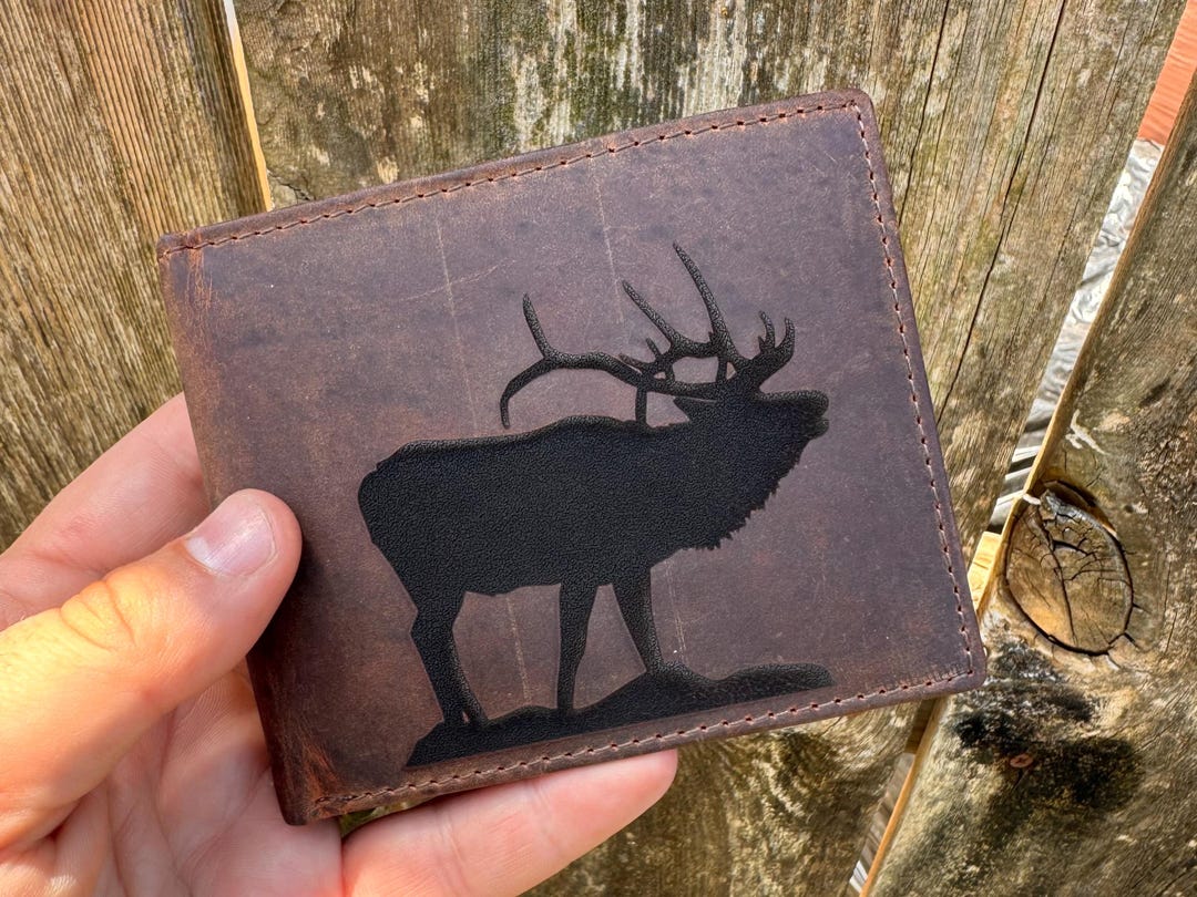 Elk Hunting Leather Wallet for Men. Personalized Hunting Gift for ...