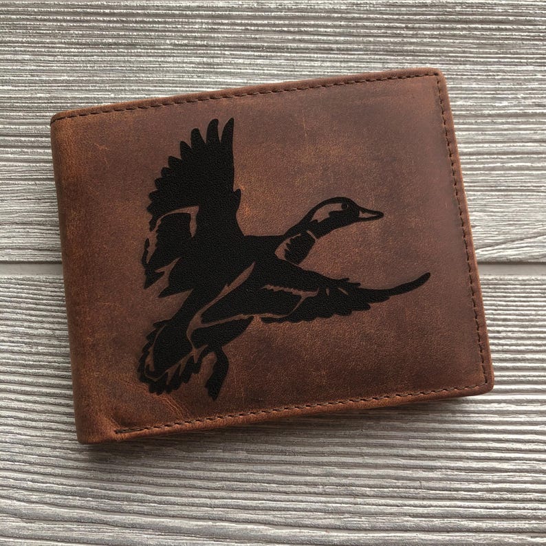 Rustic Leather Duck Hunting Wallet: Personalized Bi-fold, RFID - Etsy