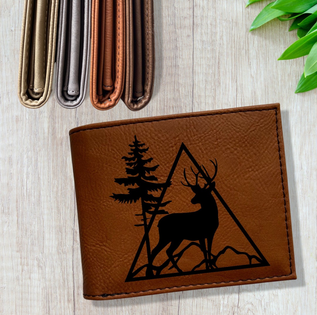 Mens Leatherette Wallet With Flip up ID and Deer Hunting Design ...