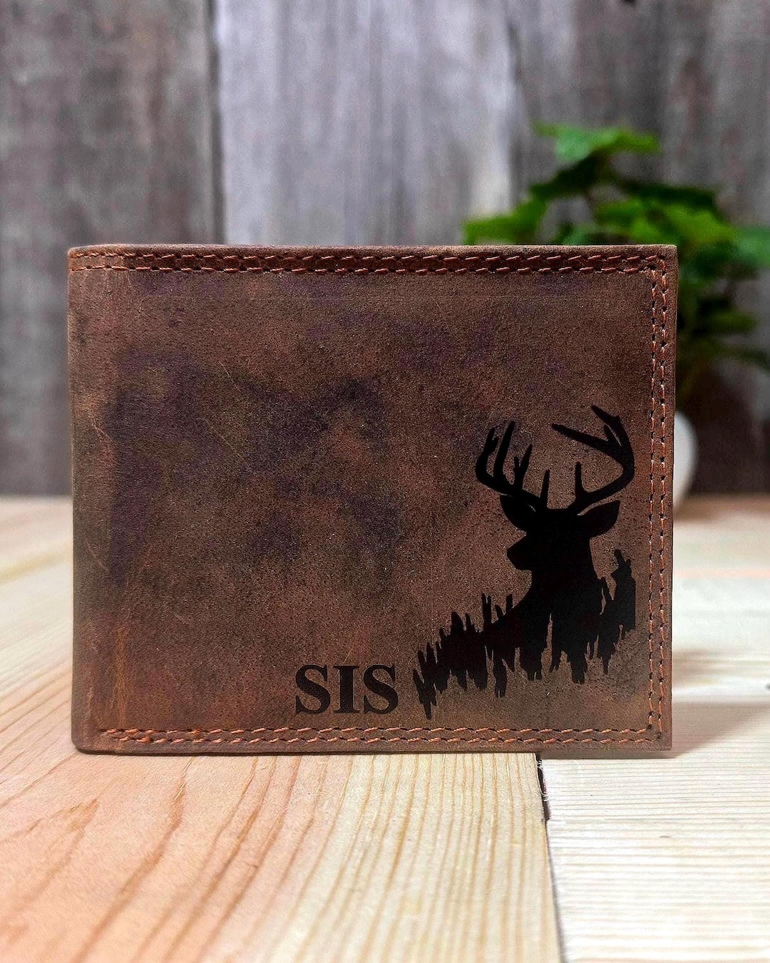 Personalized Deer Hunting Leather Wallet – Rustic Bi-fold RFID - Etsy