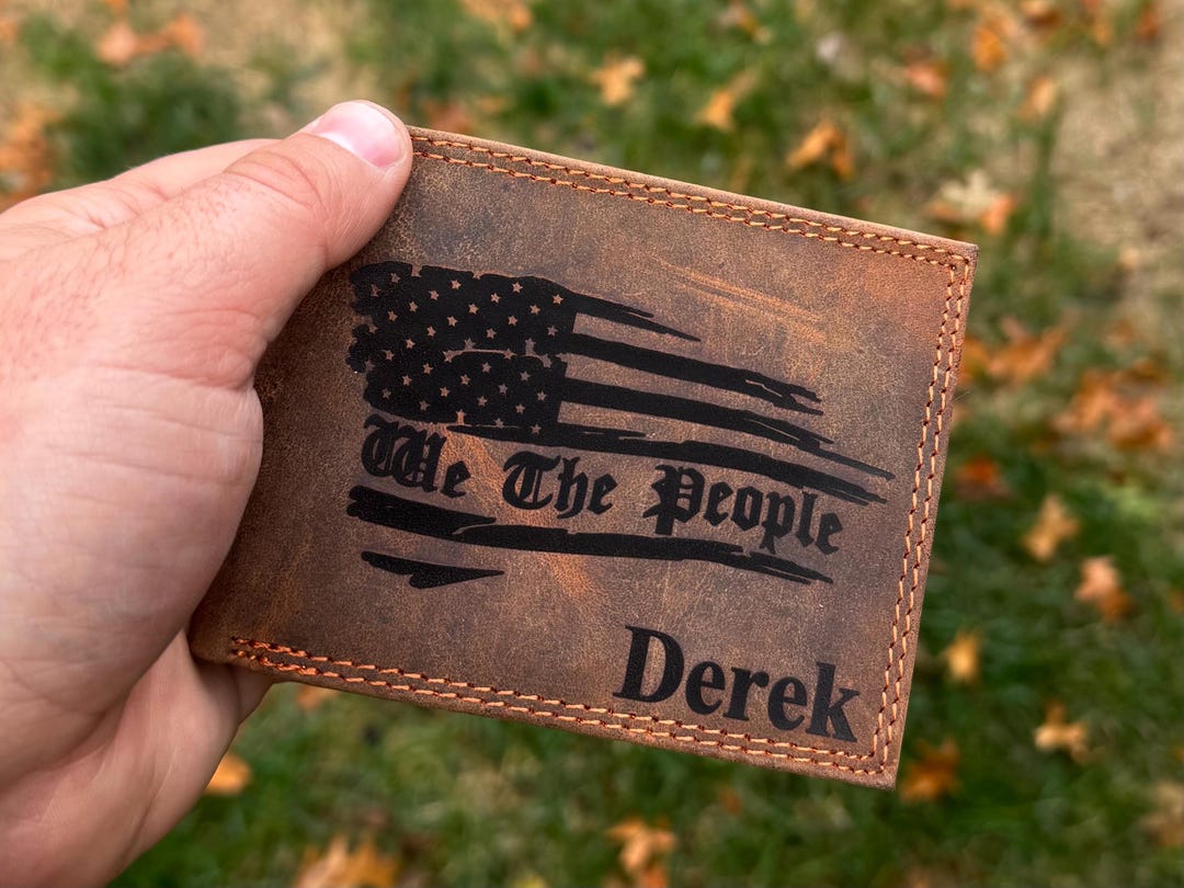 American Flag Leather Wallet: Personalized Patriotic Gift - Etsy
