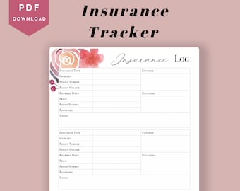 Printable Dog Insurance Claim Tracker| Puppy Insurance Log | Dog ...