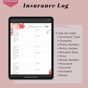 Printable Insurance Tracker - Etsy