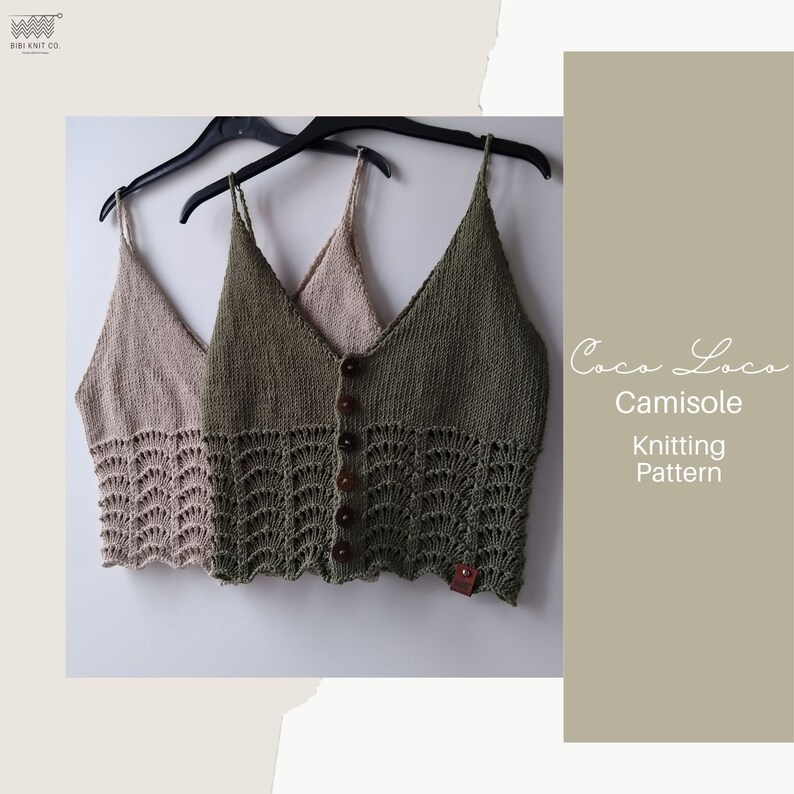 DIGITAL Knitting Pattern // Coco Loco Cami by Bibi Knit Co. // - Etsy