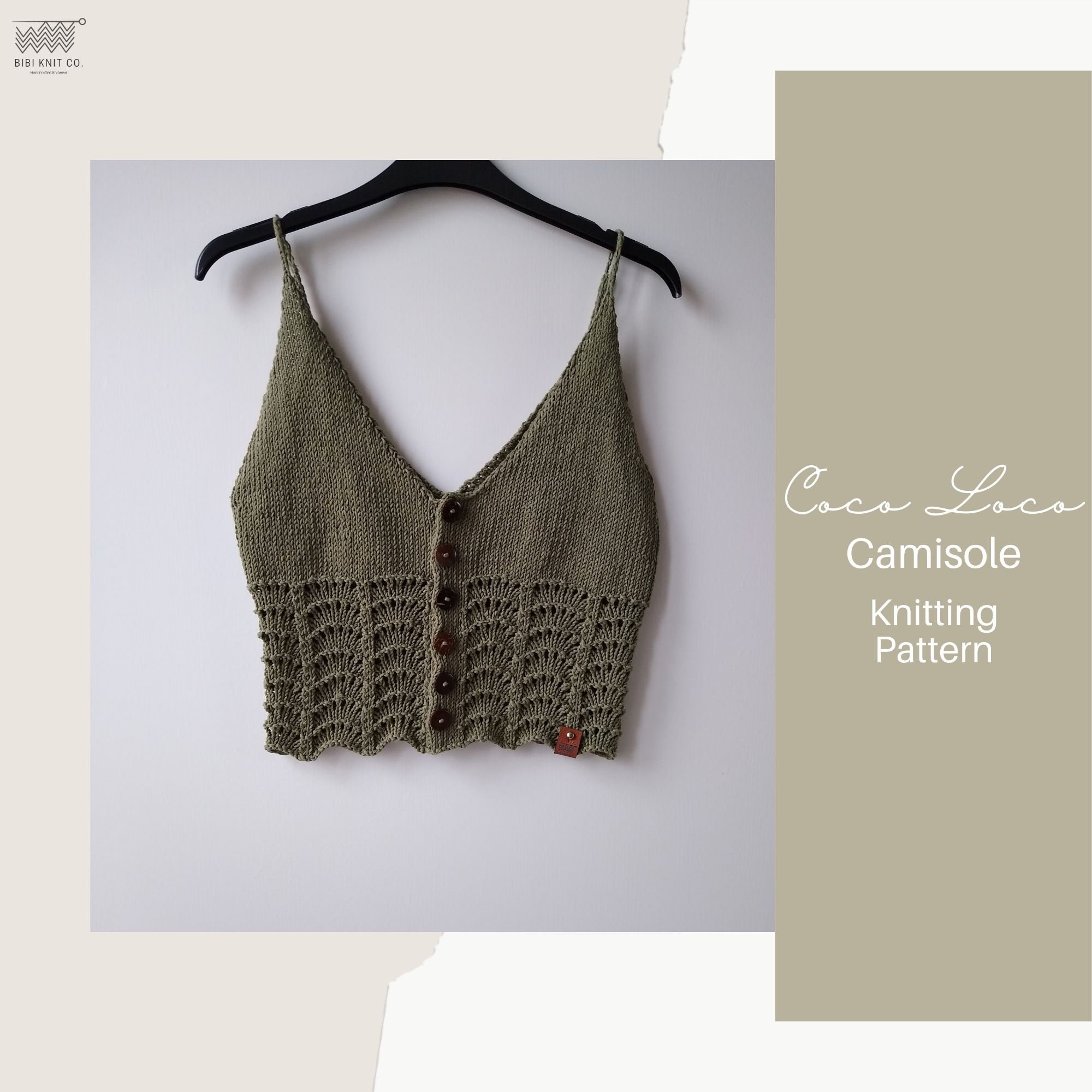 DIGITAL Knitting Pattern // Coco Loco Cami by Bibi Knit Co. // - Etsy