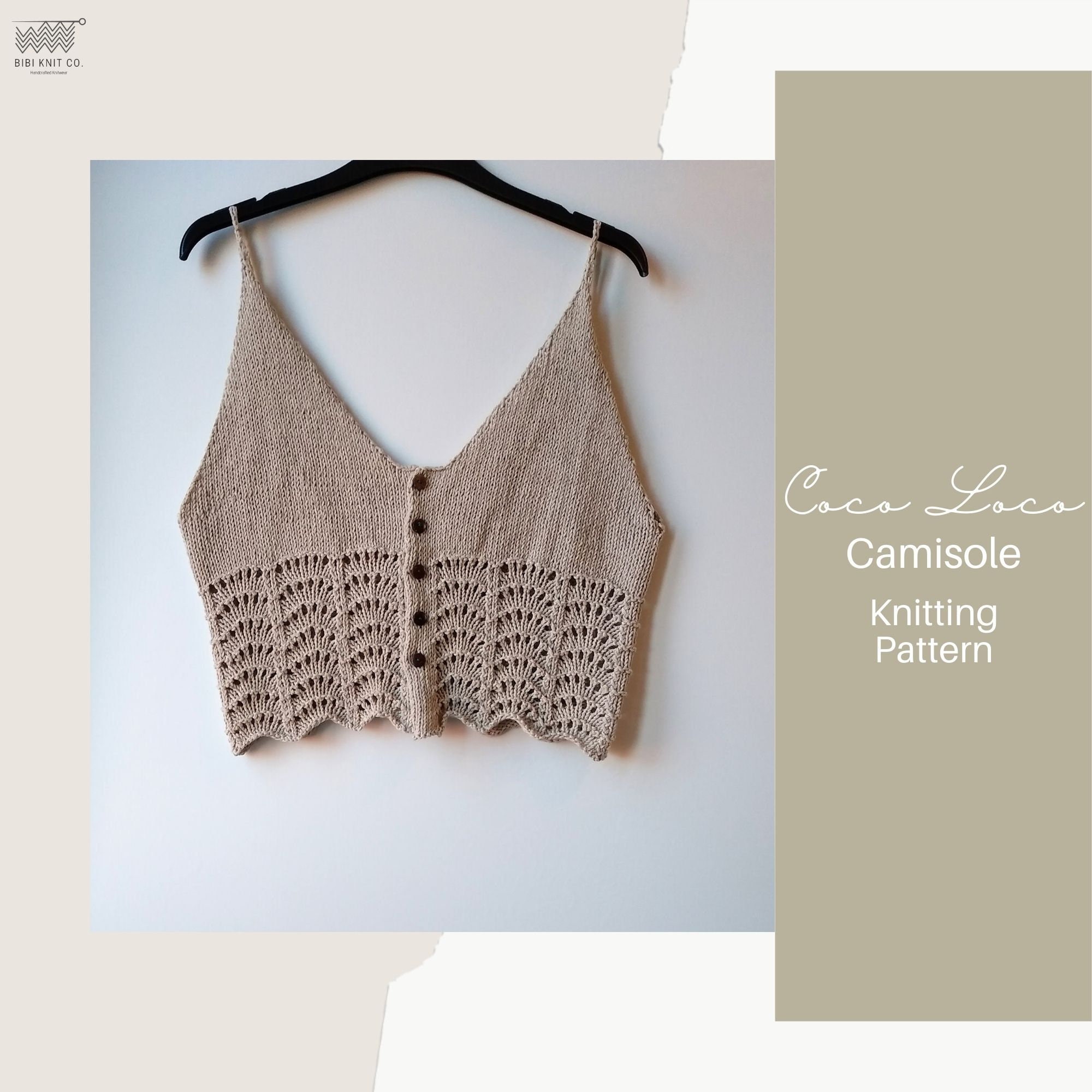DIGITAL Knitting Pattern // Coco Loco Cami by Bibi Knit Co. // - Etsy