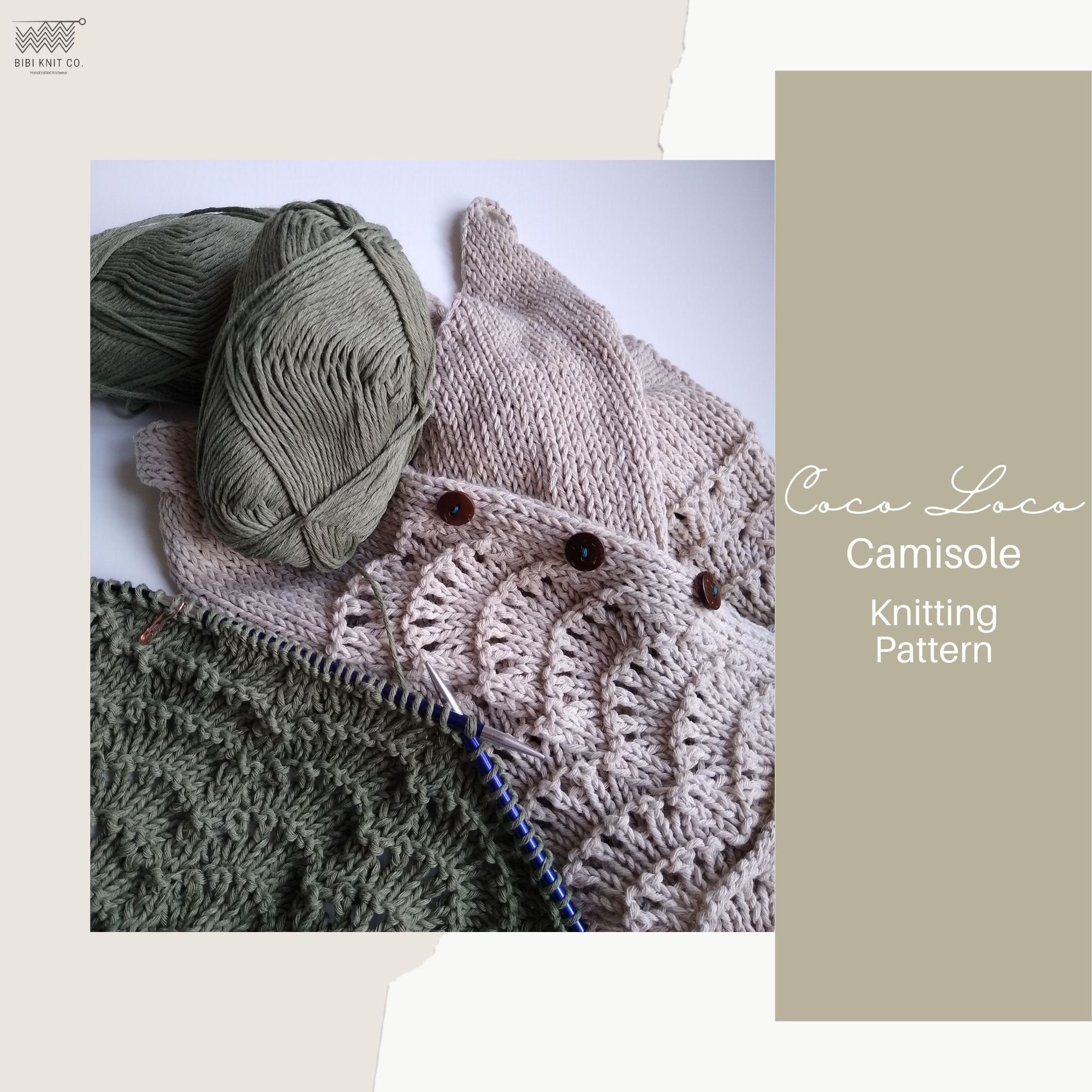 DIGITAL Knitting Pattern // Coco Loco Cami by Bibi Knit Co. // - Etsy