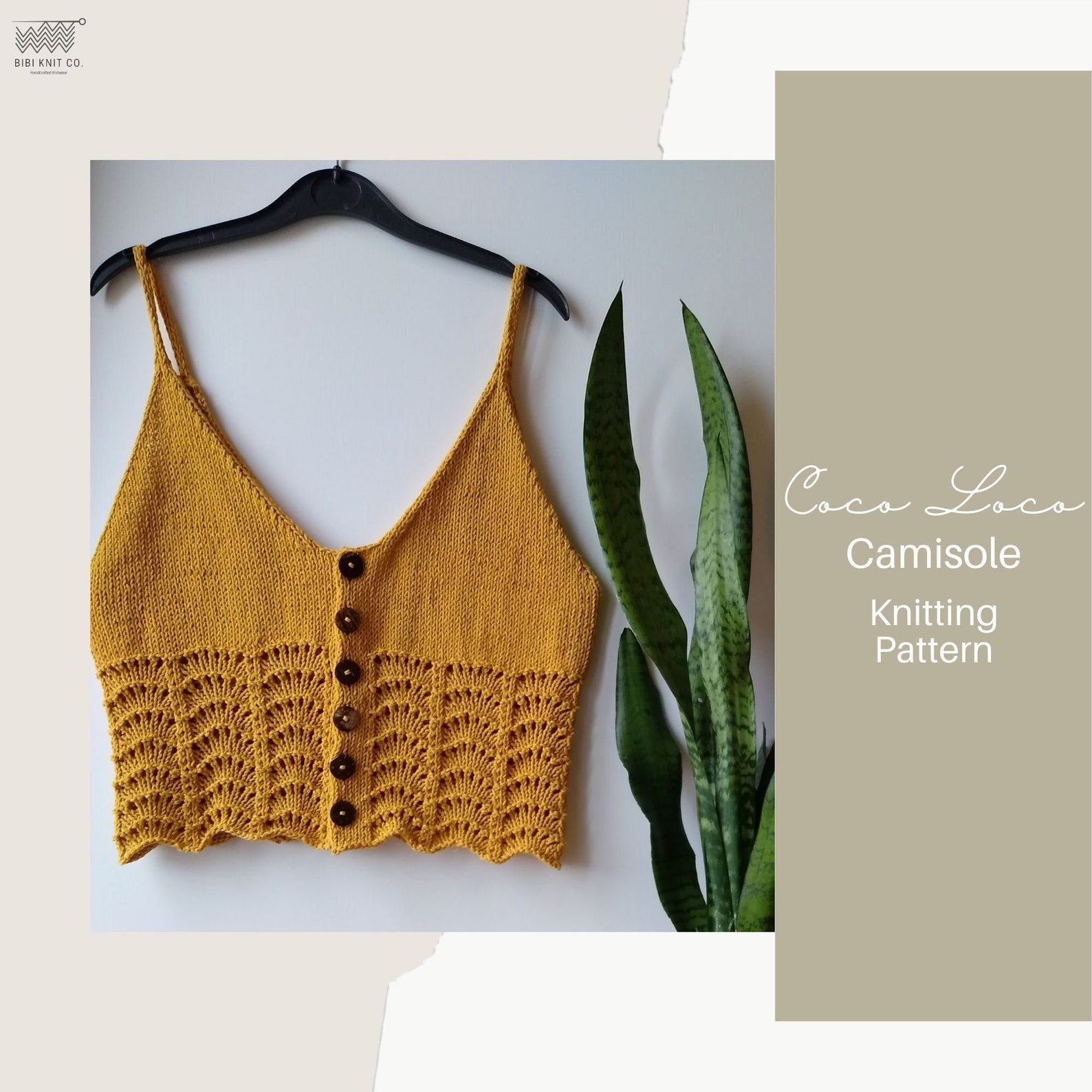 DIGITAL Knitting Pattern // Coco Loco Cami by Bibi Knit Co. // - Etsy