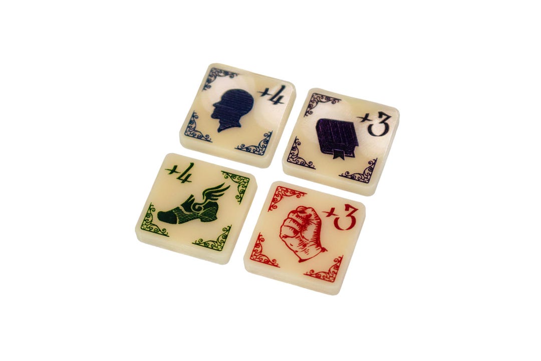 4 X Stat Boost 3/4 Tokens - Ivory - for Arkham Horror LCG (double Sided ...