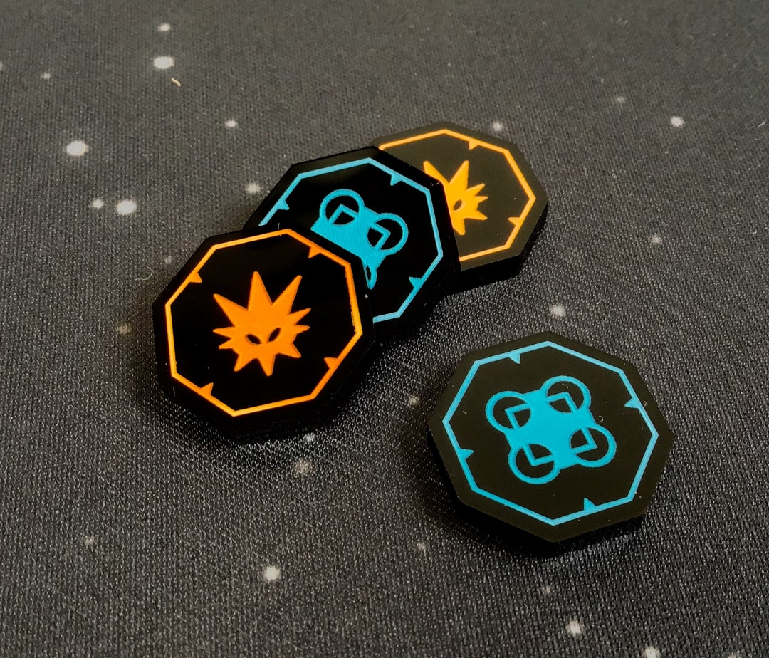 Keyforge - Ward and Enrage Tokens - Black - Etsy