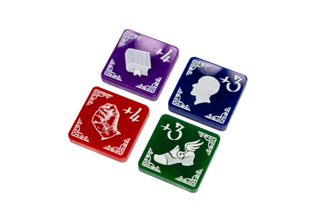 4 X Stat Boost 3/4 Tokens - Colour - for Arkham Horror LCG (double ...