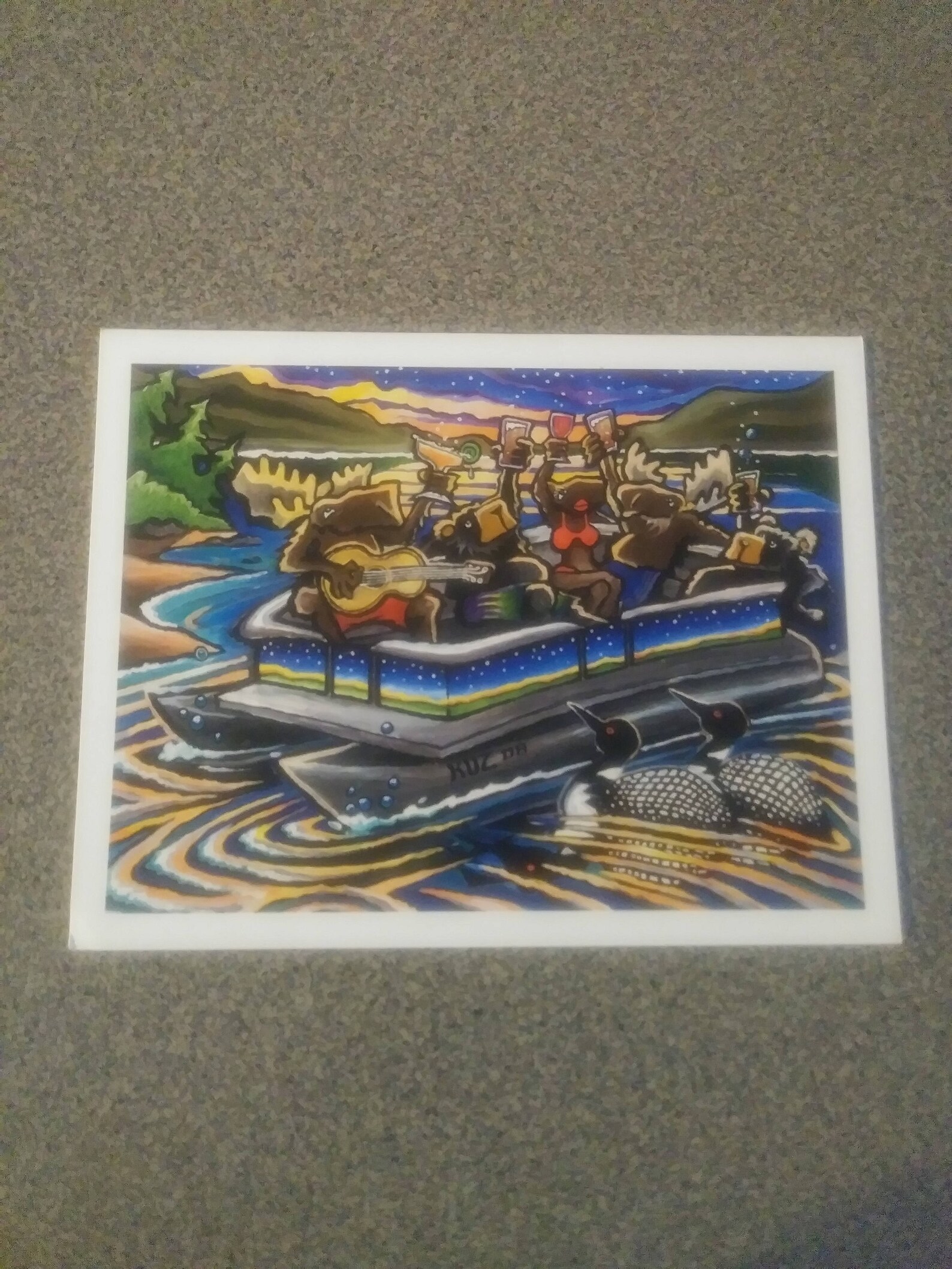 Boat Card, Pontoon Boat, Blank Greeting Card, Blank Card, Wildlife Art ...