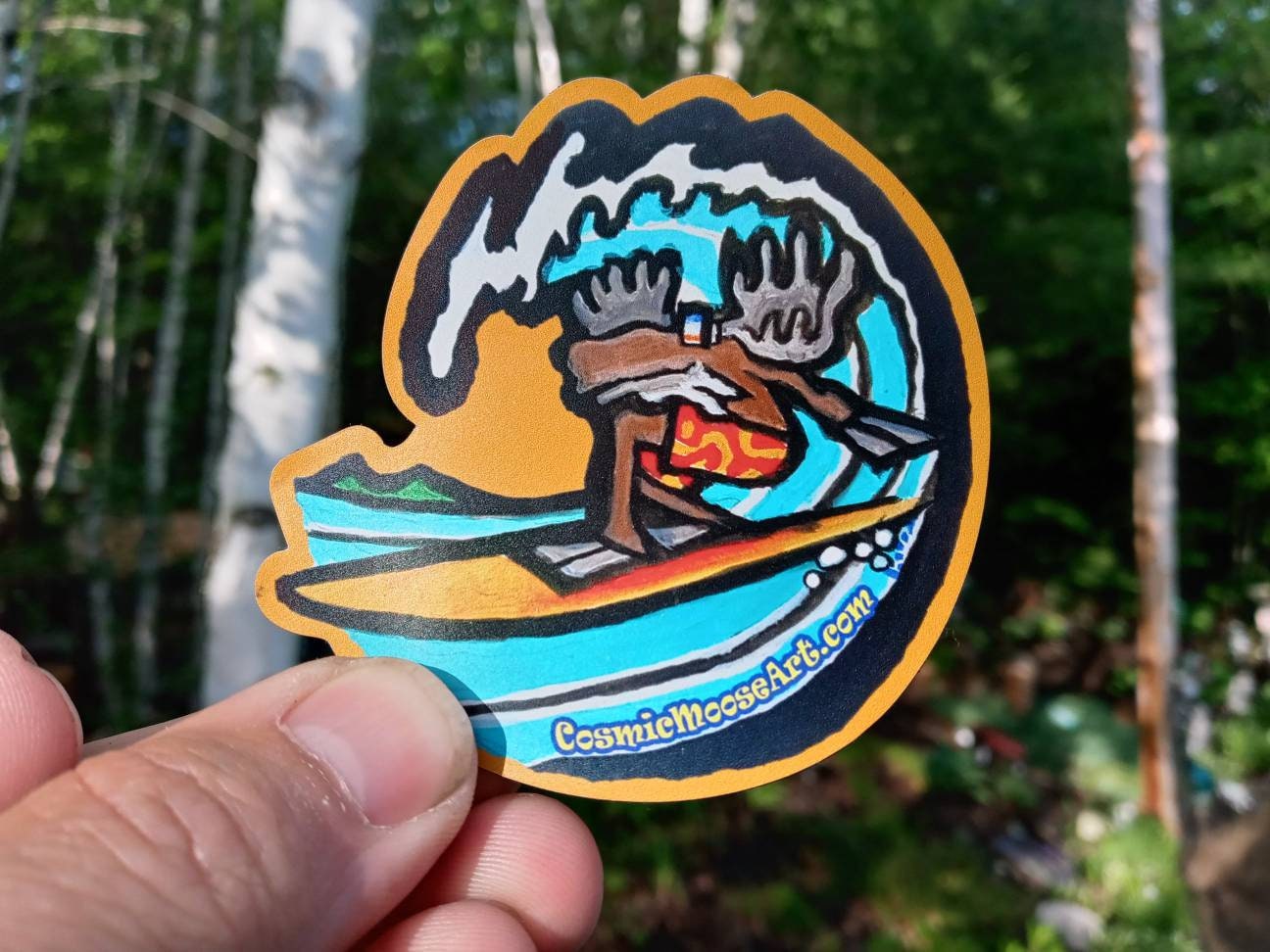 Moose Magnet Cosmic Moose Art Surfing Fun Magnet Beach | Etsy