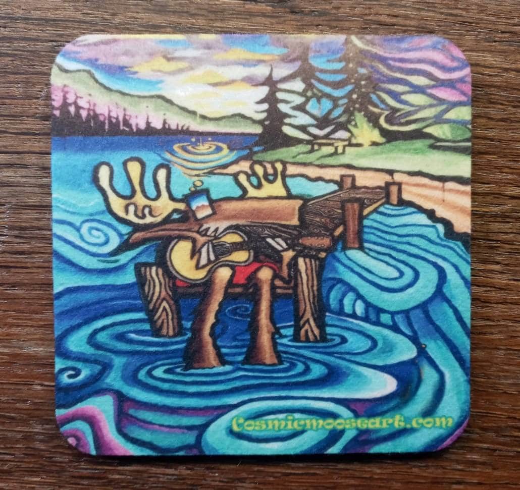 Cosmic Moose Art Coasters Single Coaster Moose Bear | Etsy