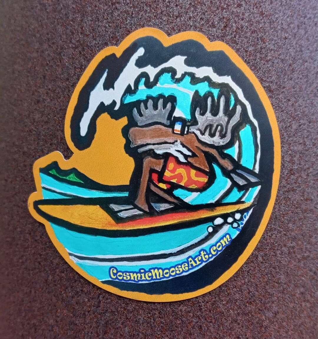 Moose Magnet Cosmic Moose Art Surfing Fun Magnet Beach - Etsy