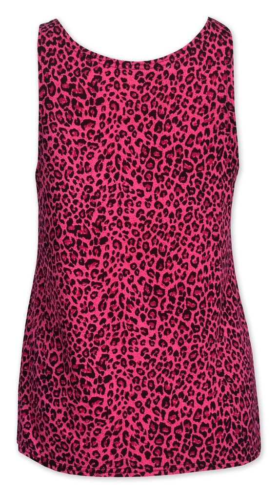 Women's Pink Leopard Print Tank Top Punk Gothic Animal Print Women's Pink Leopard Print Tank Top Punk Gothic Animal Print
