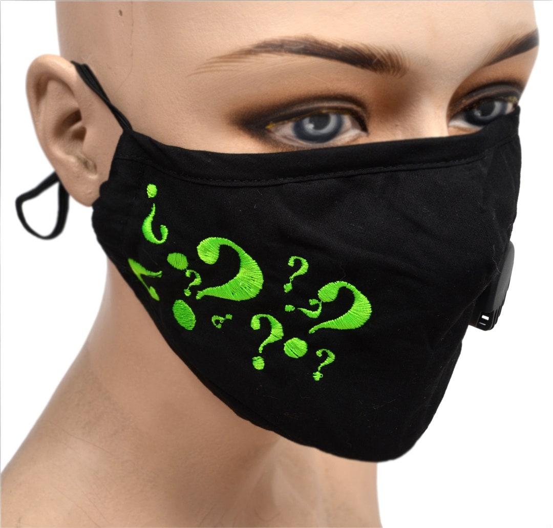 Riddler Embroidered Mask Washable Breathable Nose Wire Question Mark - Etsy