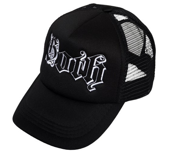 Goth Gothic Cap Trucker cap 90's Grunge Old English | Etsy