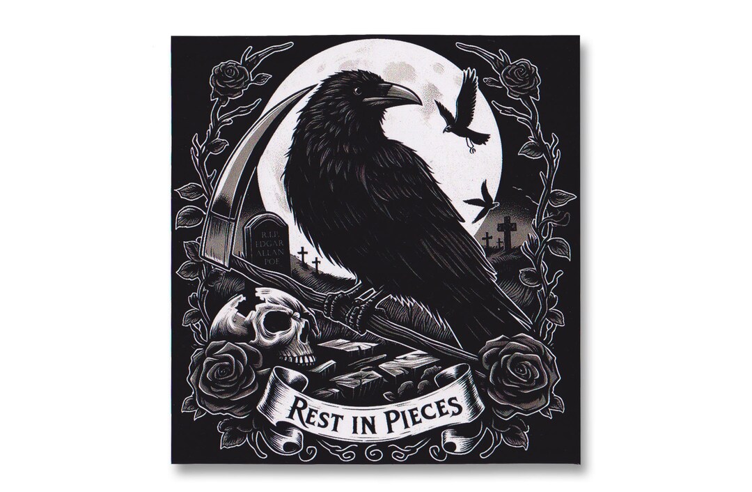 Gothic Raven Vinyl Sticker Decal Rest in Pieces Poe Tomb Allan Poe ...